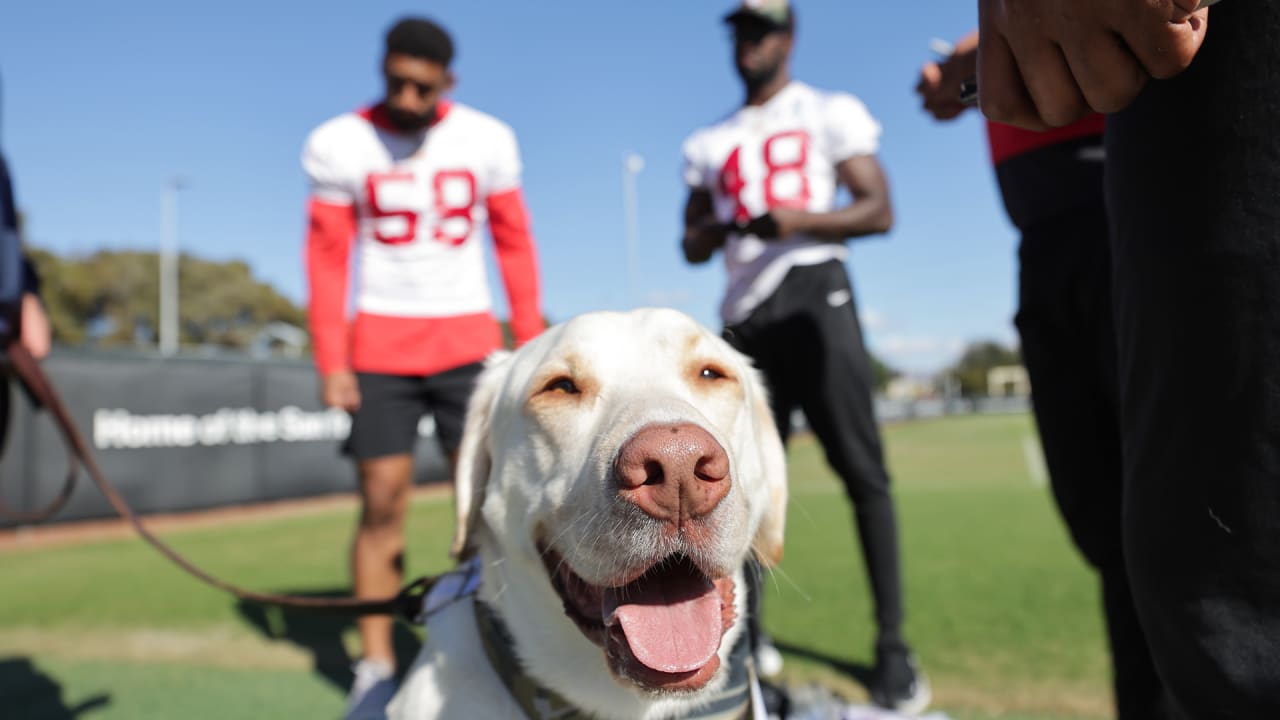 49ers Welcome Military Veterans and Service Dogs for Practice Visit