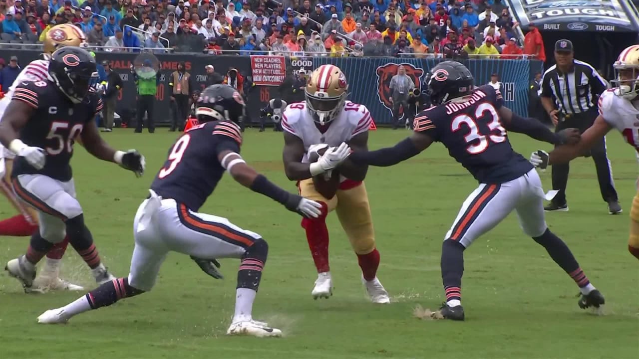 Peanut Punch! Jaylon Johnson channels Charles Tillman to force fumble