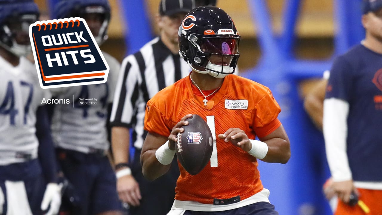 Justin Fields, receivers shine in first Bears training camp practice ...
