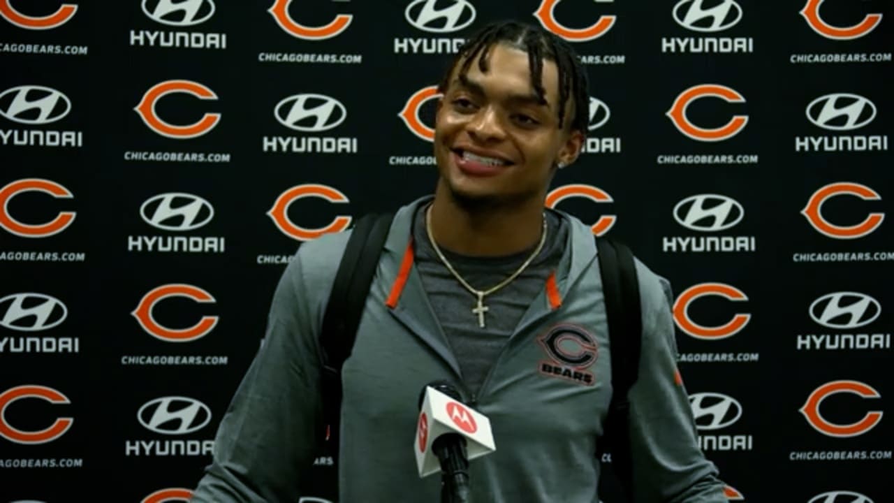 Justin Fields reacts to 3-TD performance in Cleveland | Press Conference