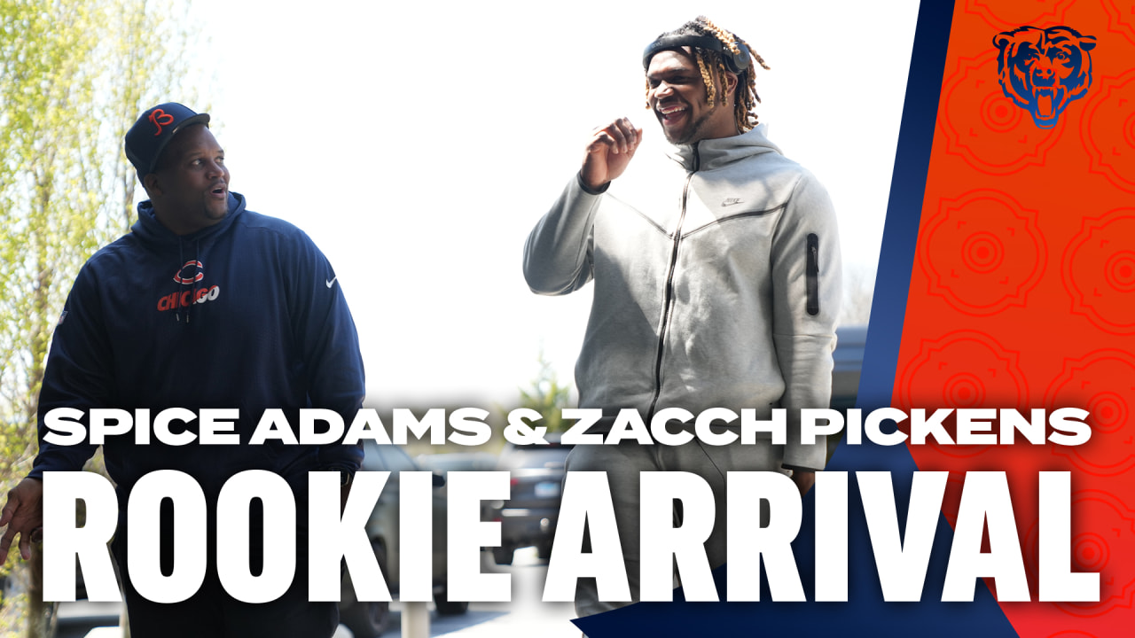 Spice Adams rides with Zacch Pickens to rookie minicamp