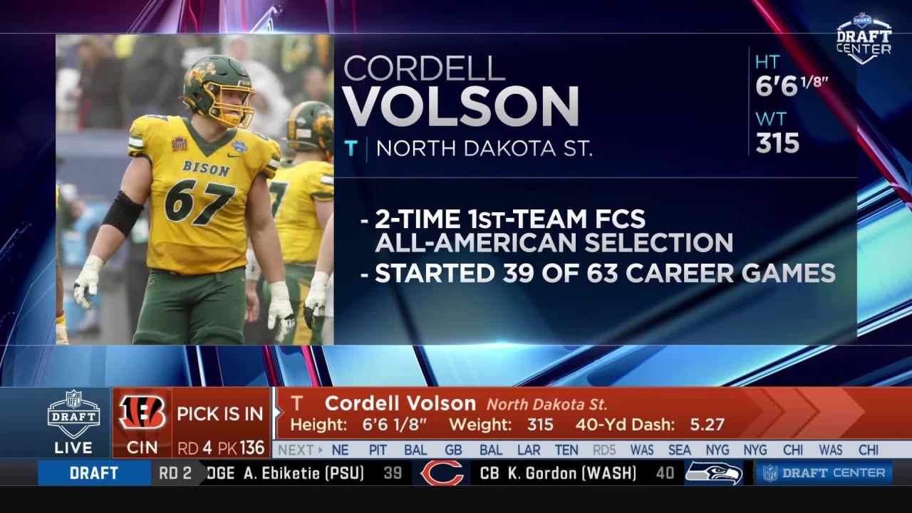 Bengals select Cordell Volson with No. 136 pick in 2022 draft