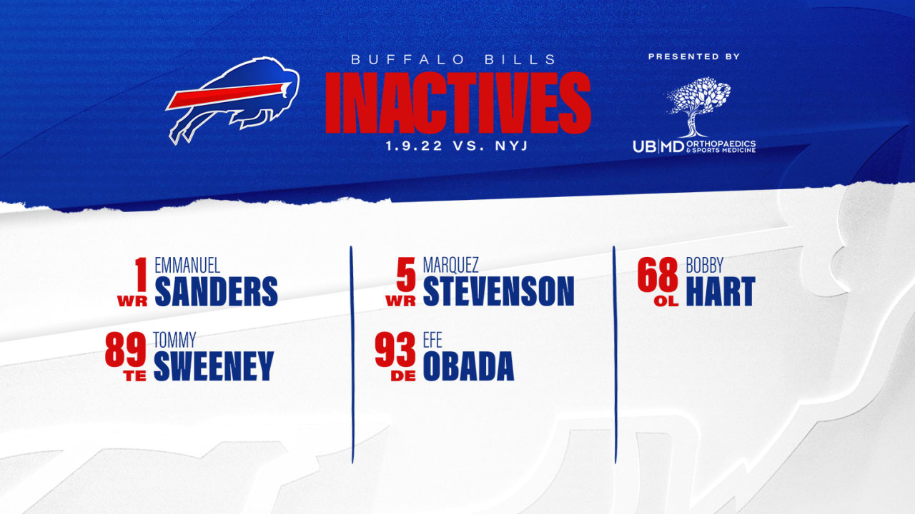 Marquez Stevenson designated inactive for Bills vs. Jets | Week 18