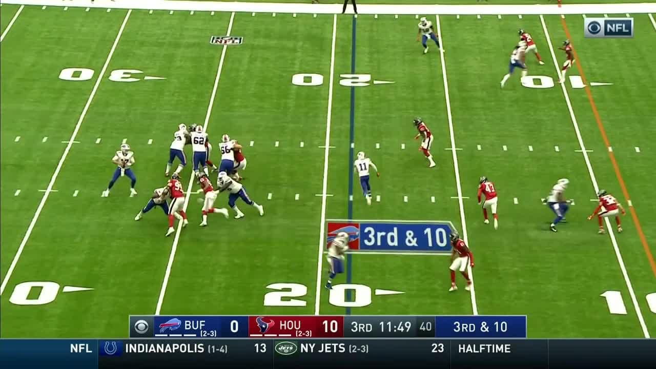Josh Allen sheds tackles for first down run