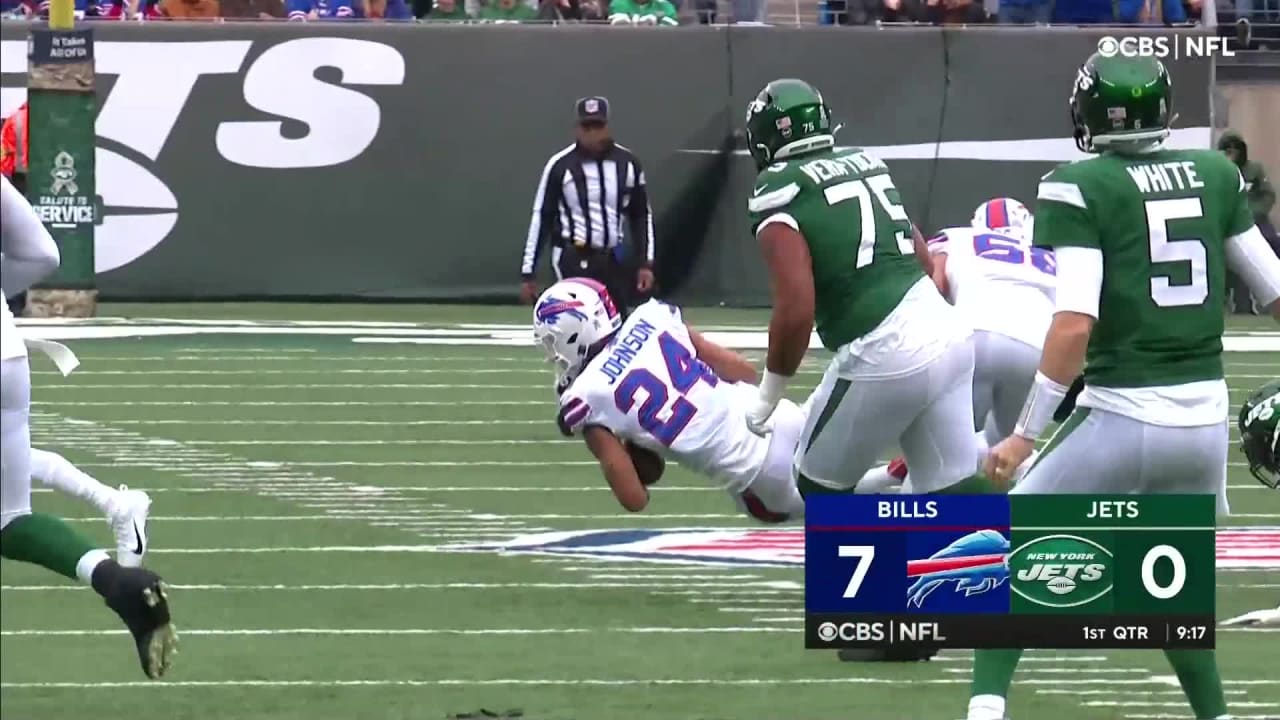 Taron Johnson intercepts the Mike White pass | Bills at Jets