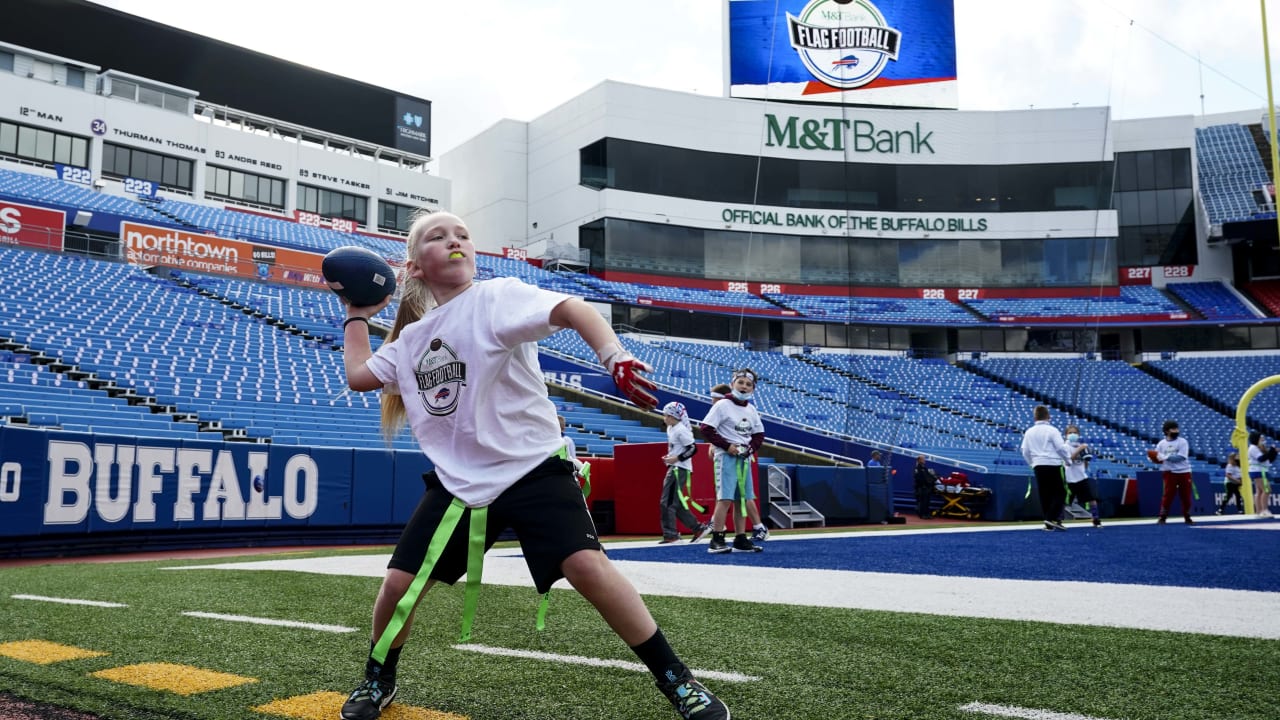 Elementary students play Flag Football at Highmark Stadium