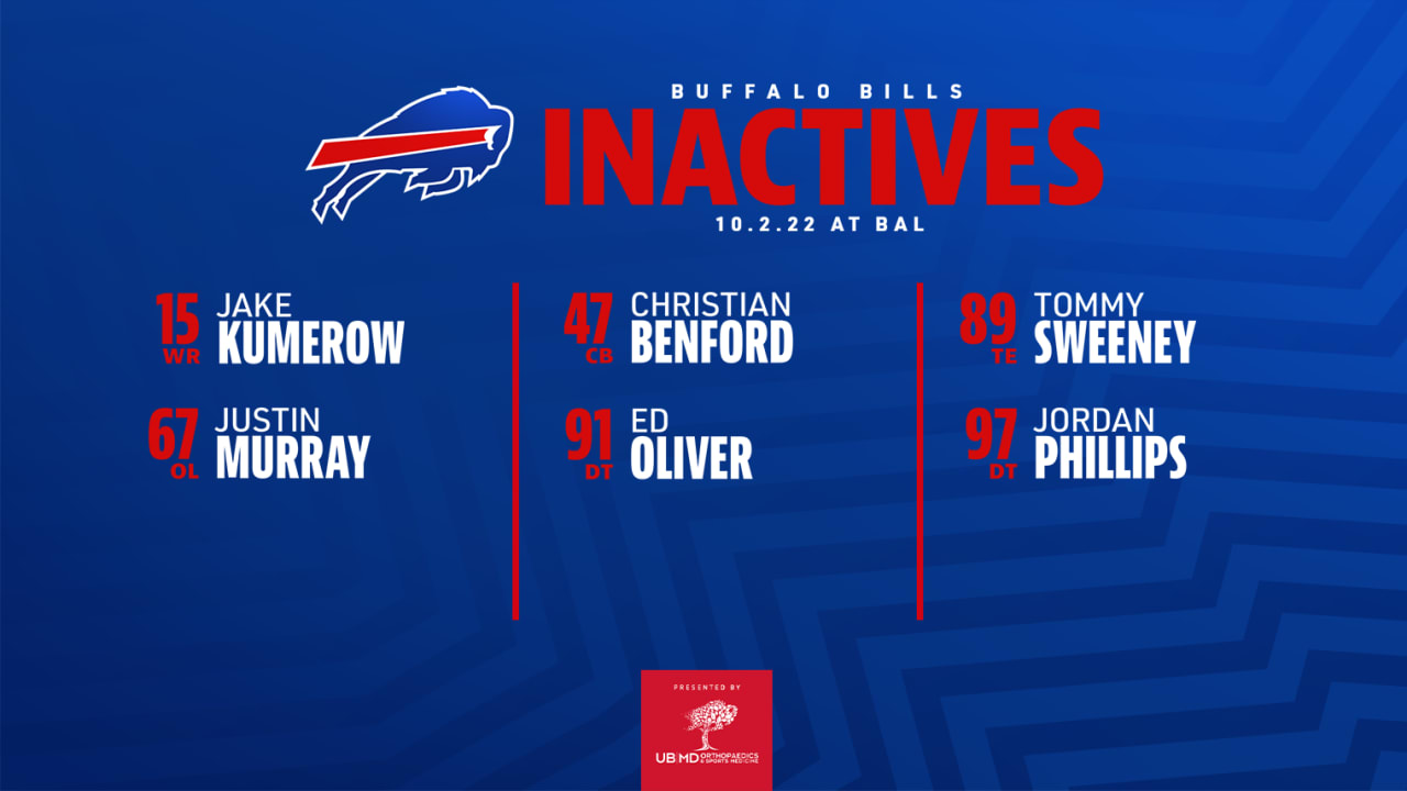 Bills rule out 6 players vs Ravens | Week 4