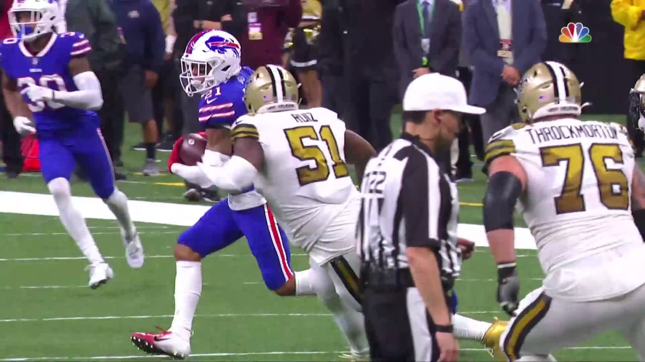 Jordan Poyer gobbles up a Trevor Siemian pass for an interception ...