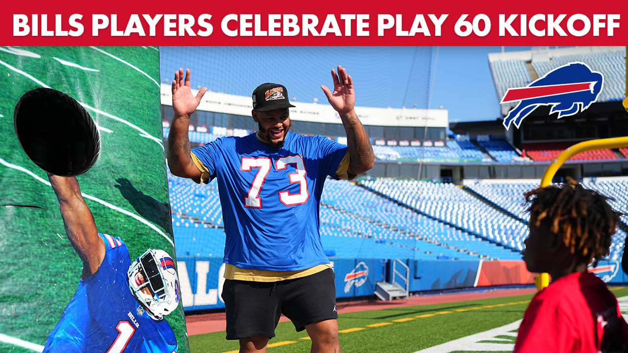 Dion Dawkins and Bills Players Celebrate Play 60 Kick Off