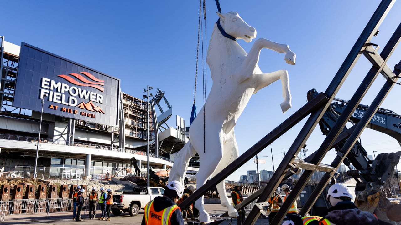 Photos: Bucky the Bronco statue removed from atop Empower Field at Mile ...