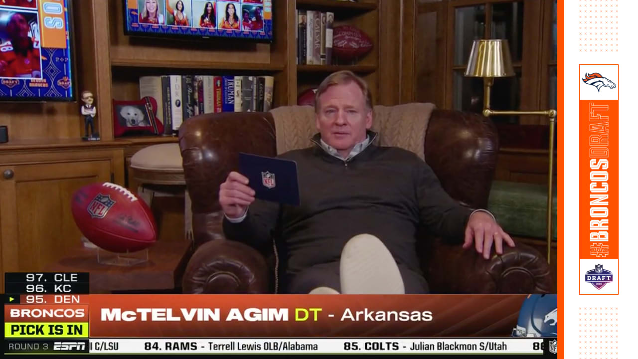 Roger Goodell announces Broncos' third-round selection of DL McTelvin Agim