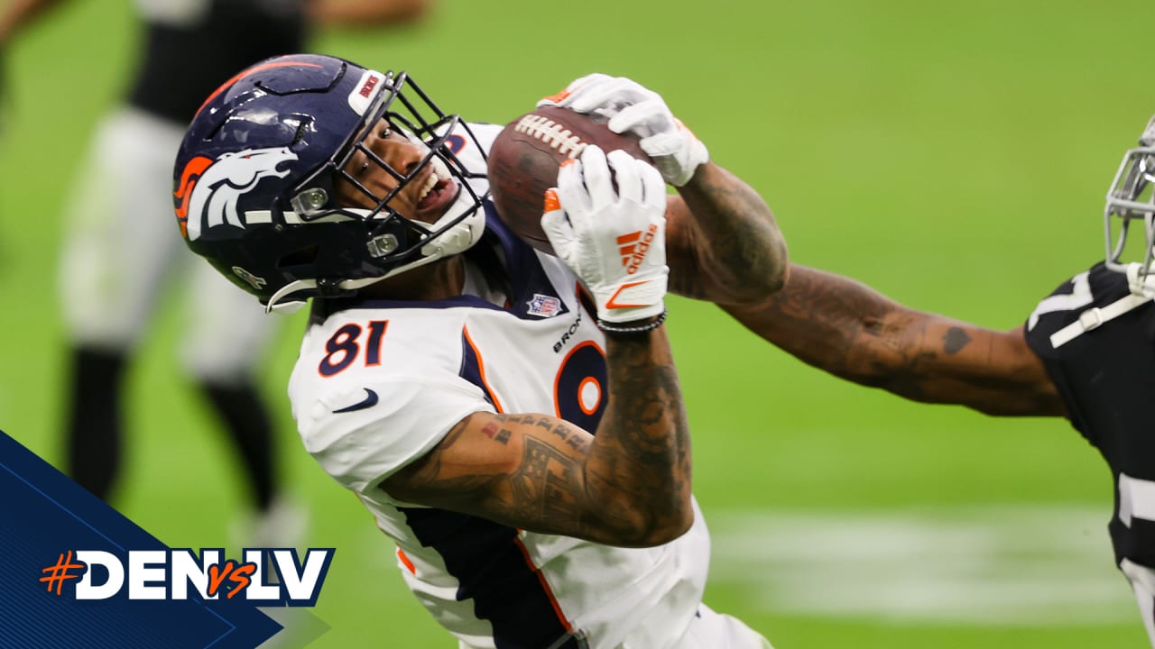 #DENvsLV: Tim Patrick makes leaping catch over defender for 27-yard gain