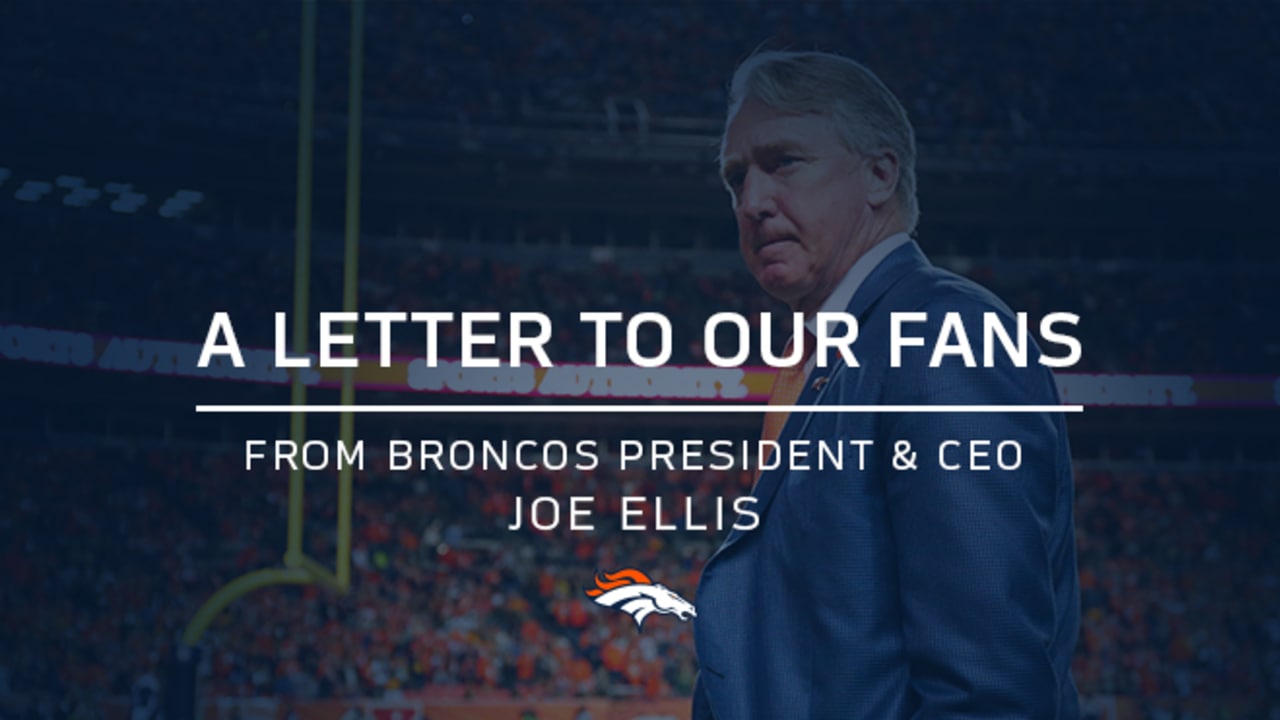 A Letter to Our Fans from Broncos President & CEO Joe Ellis