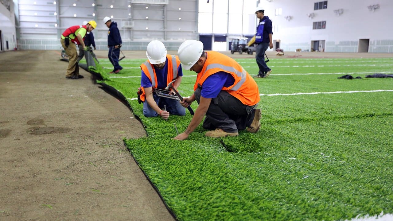 Turf installation in new fieldhouse