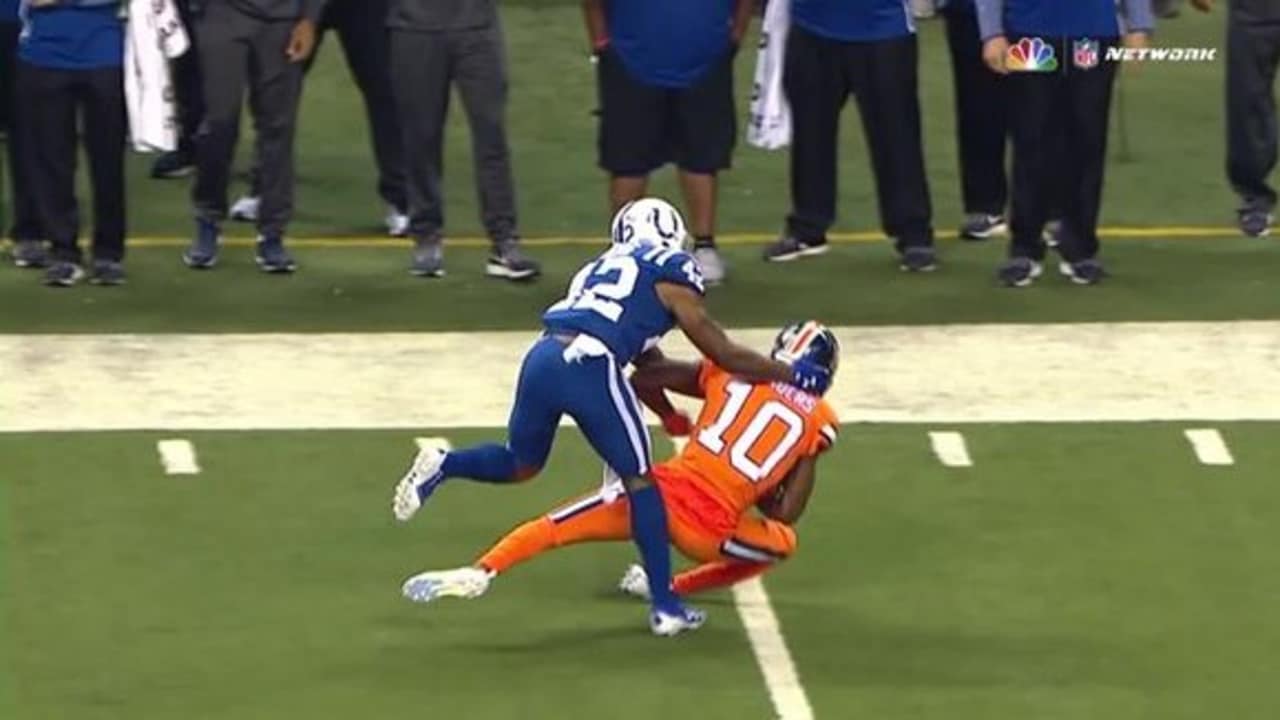 Siemian drops a perfect back-shoulder pass in to Emmanuel Sanders