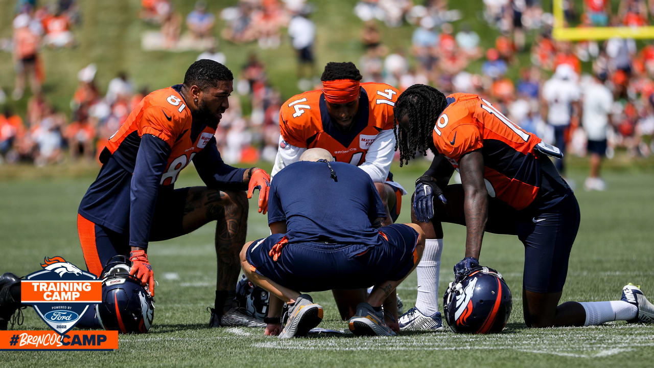Broncos Camp Notebook: Denver loses ‘heart and soul’ of WR room as Tim Patrick suffers knee ...