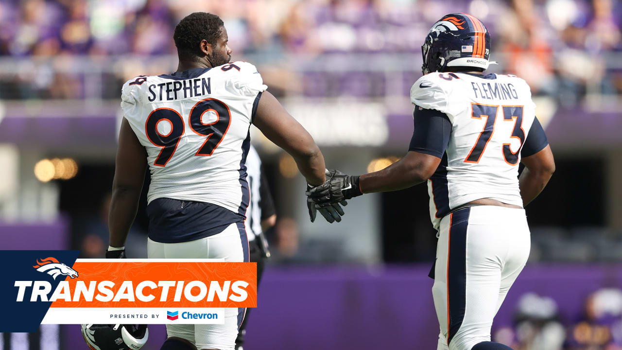 Broncos sign DL Shamar Stephen, T Cam Fleming, place RB Mike Boone, CB ...