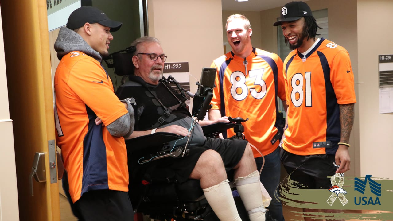 Broncos players visit with veterans as part of Salute to Service month