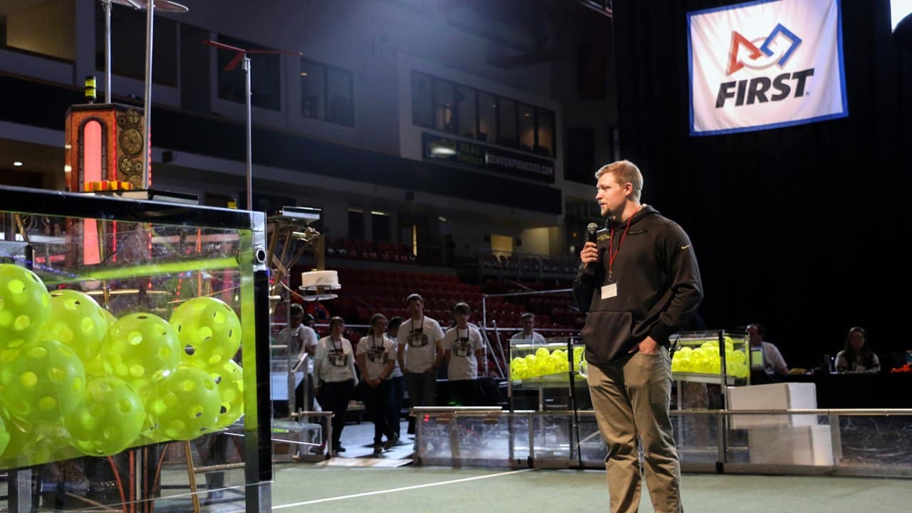 Casey Kreiter visits FIRST Robotics competition