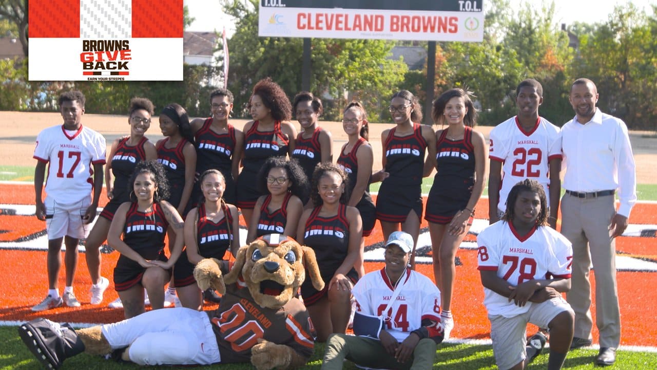 Sashi Brown visits John Marshall upon completion of new field