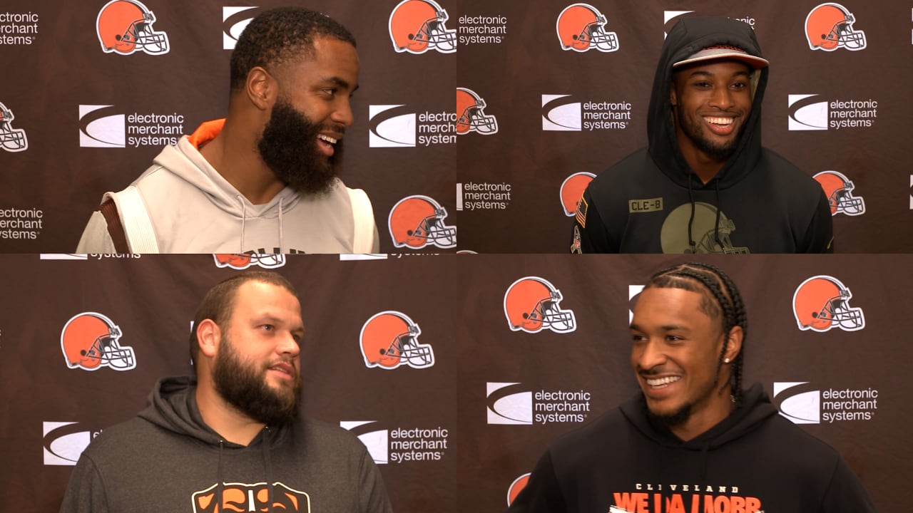 Anthony Walker, Denzel Ward, Grant Delpit and Joel Bitonio | Press ...