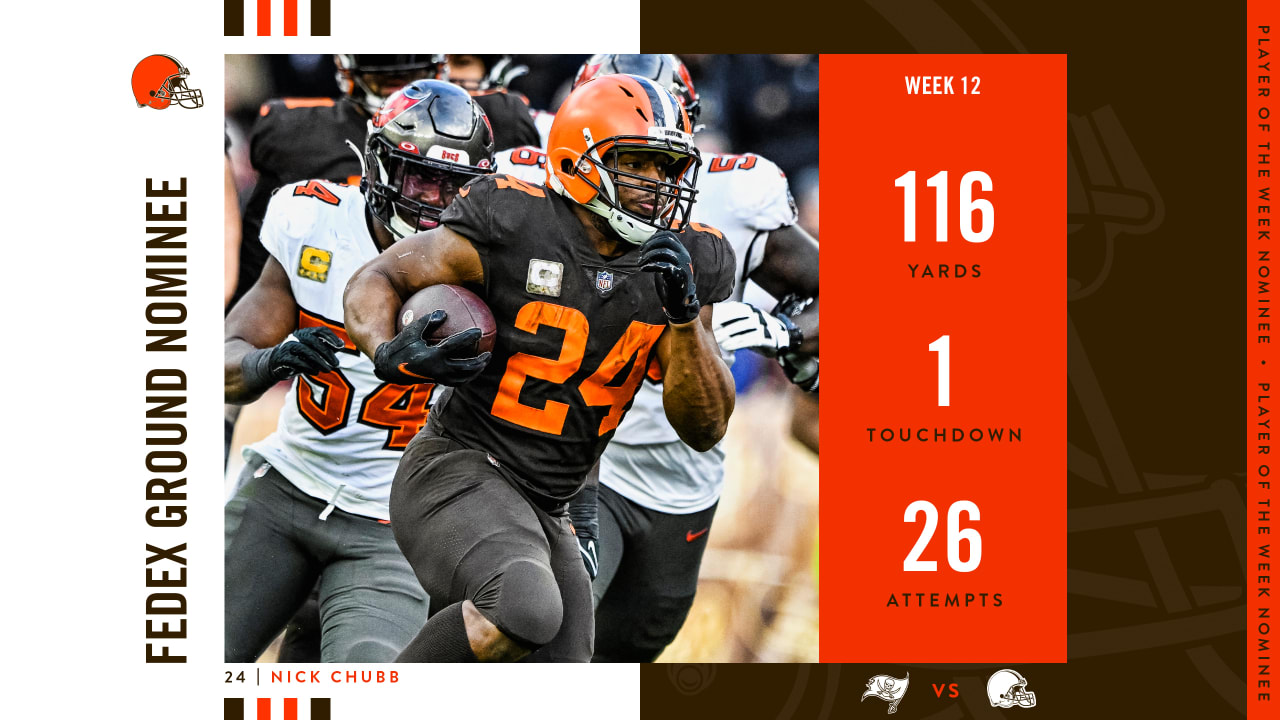 Nick Chubb nominated for FedEx Ground Player of the Week for Week 12