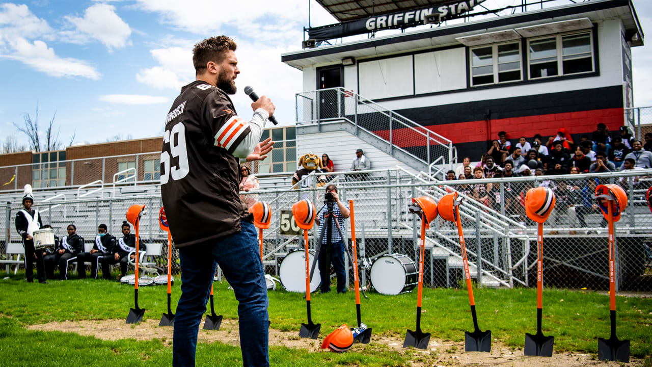 Browns break ground on new turf field at Buchtel Community Learning Center