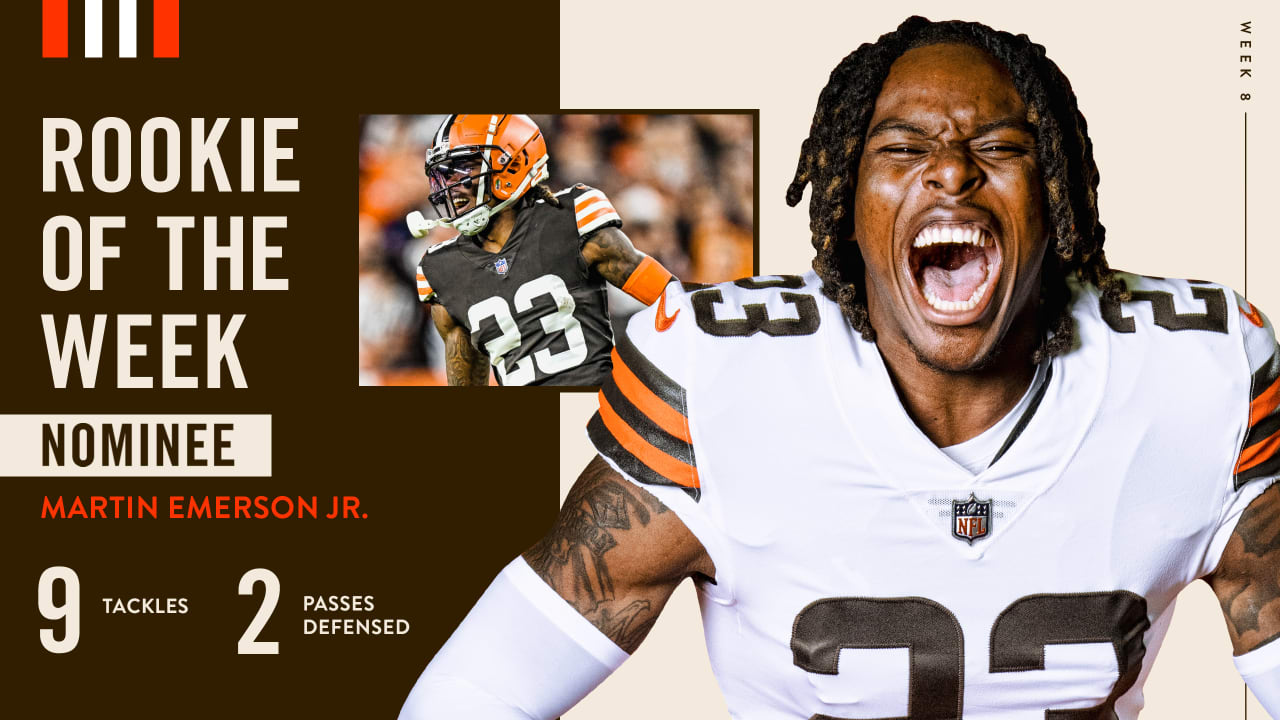 M.J. Emerson Jr. up for NFL's Rookie of the Week after strong ...