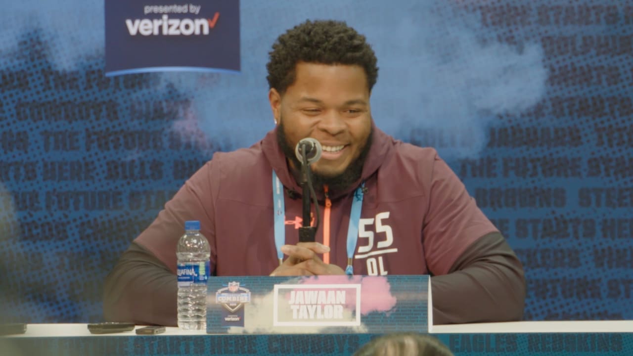 Jawaan Taylor talks protection skill set, eating habits at 2019 Combine