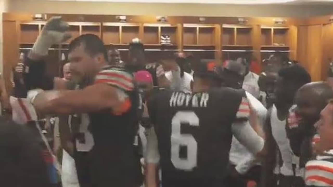 Browns Locker Room Celebration