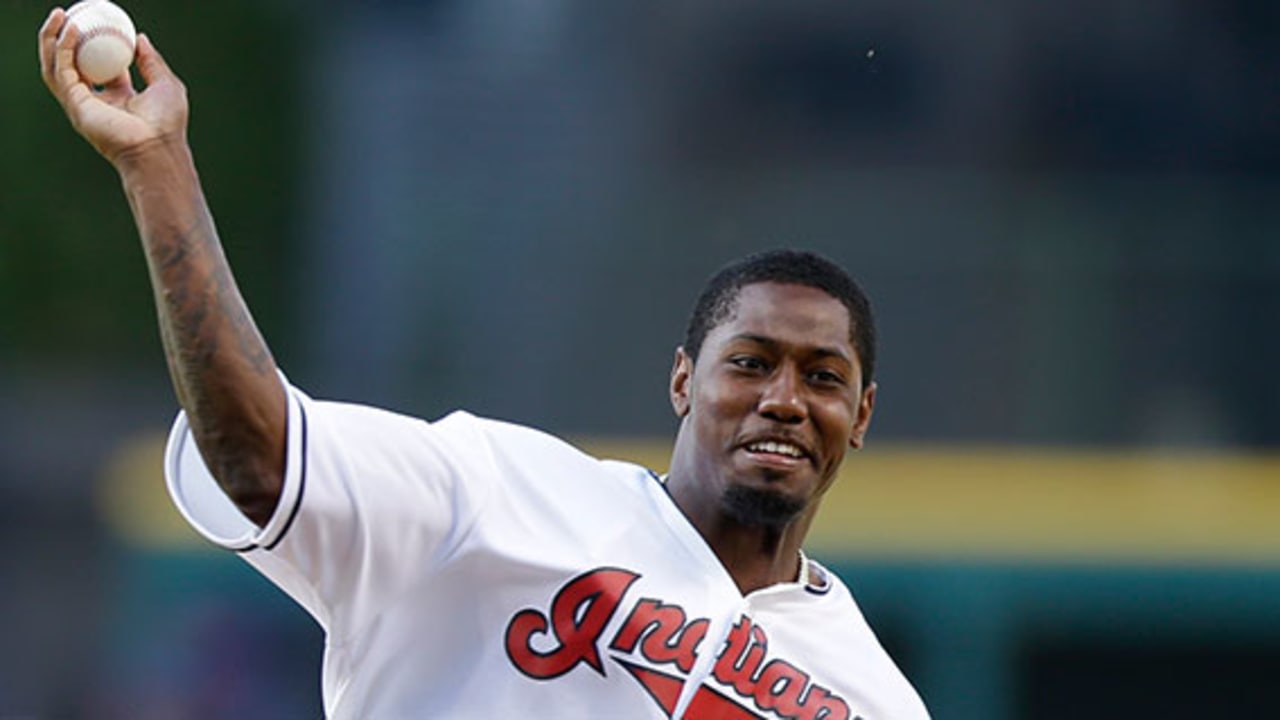 Ben Tate throws out first pitch at Indians game