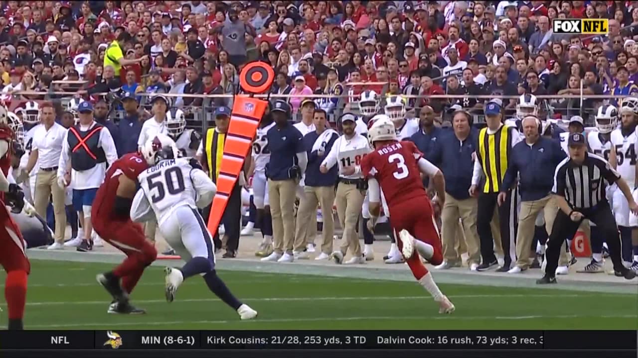 Rosen Tight Ropes Sideline On 14-Yard Run