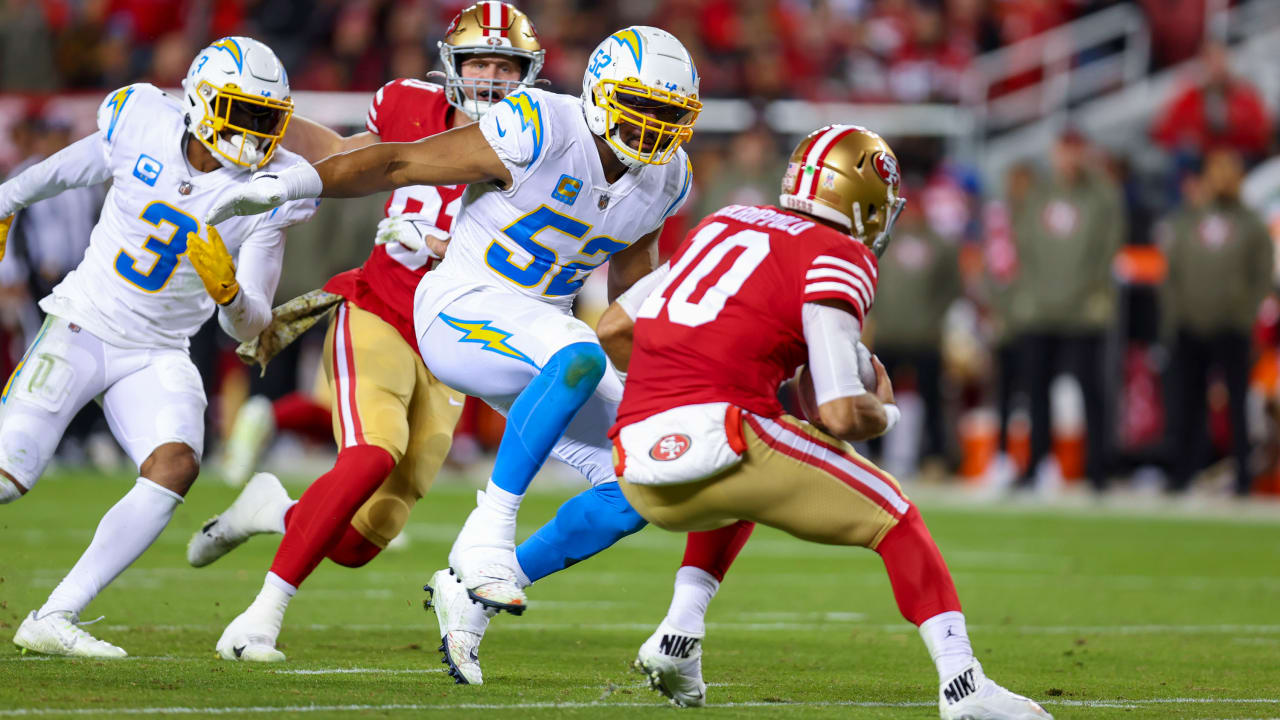 Game Highlights: Khalil Mack Plows McGlinchey into Jimmy G's Chest to ...