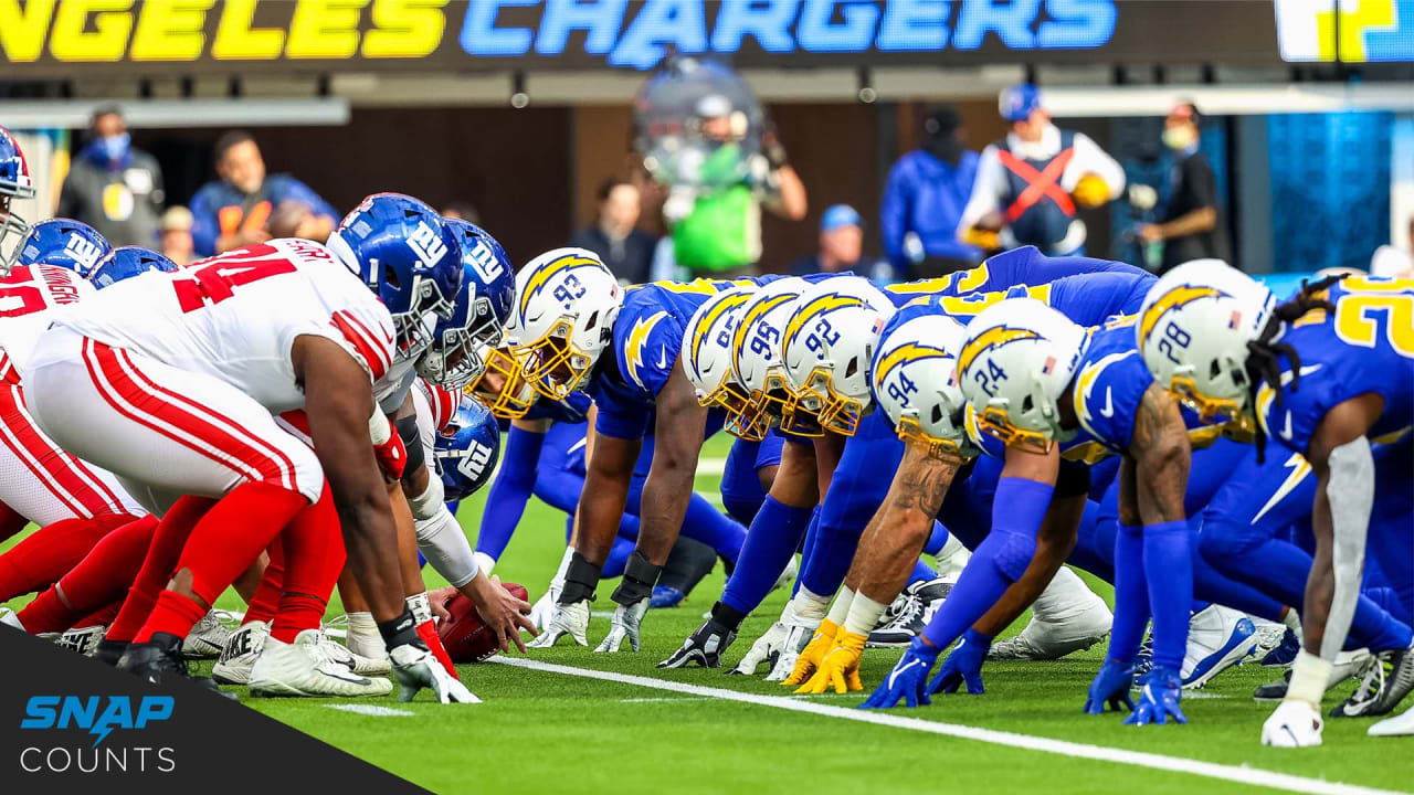 Snap Counts | Los Angeles Chargers vs New York Giants, Week 14 2021