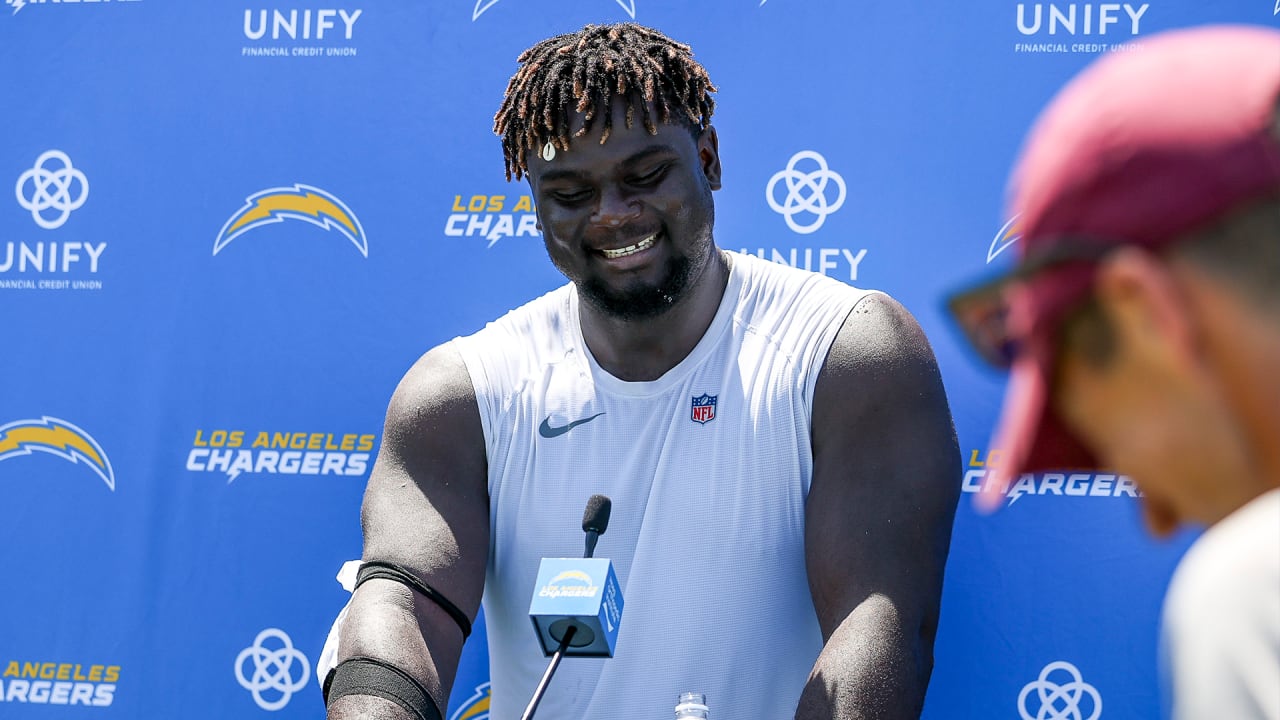 Press Conference: CJ Okoye on His First NFL Sack in His First Game