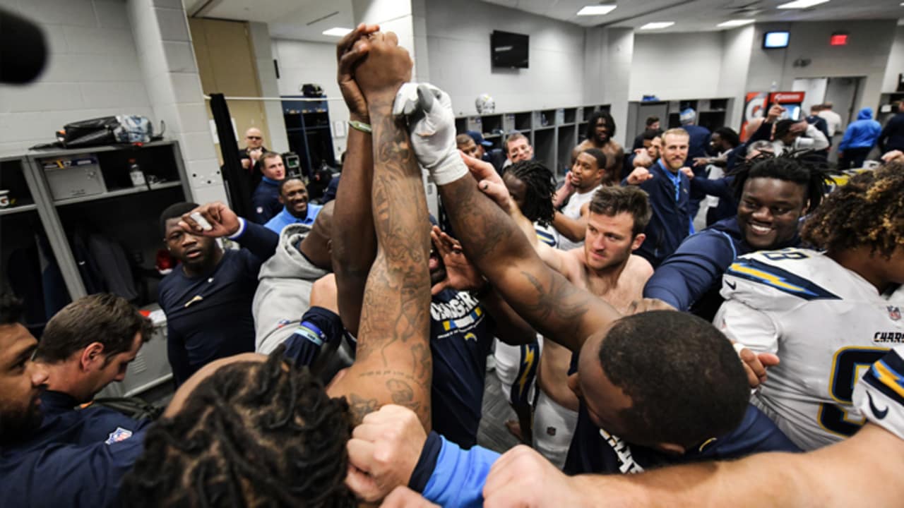 Postgame Locker Room Celebration Over Jets