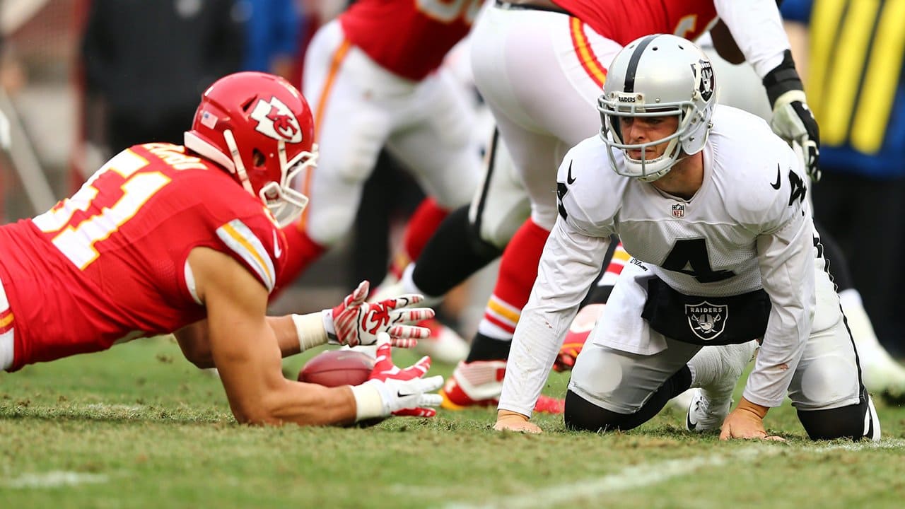 Derek Carr Fumbles, Frank Zombo Recovers