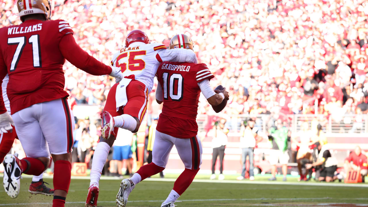 SAFETY: Frank Clark flies past Trent Williams for Two-Point Sack