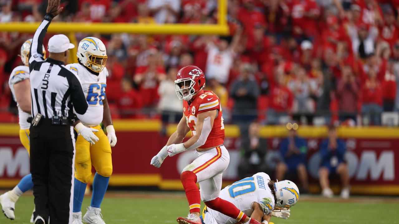 Kansas City Chiefs linebacker Drue Tranquill sacks Justin Herbert in ...
