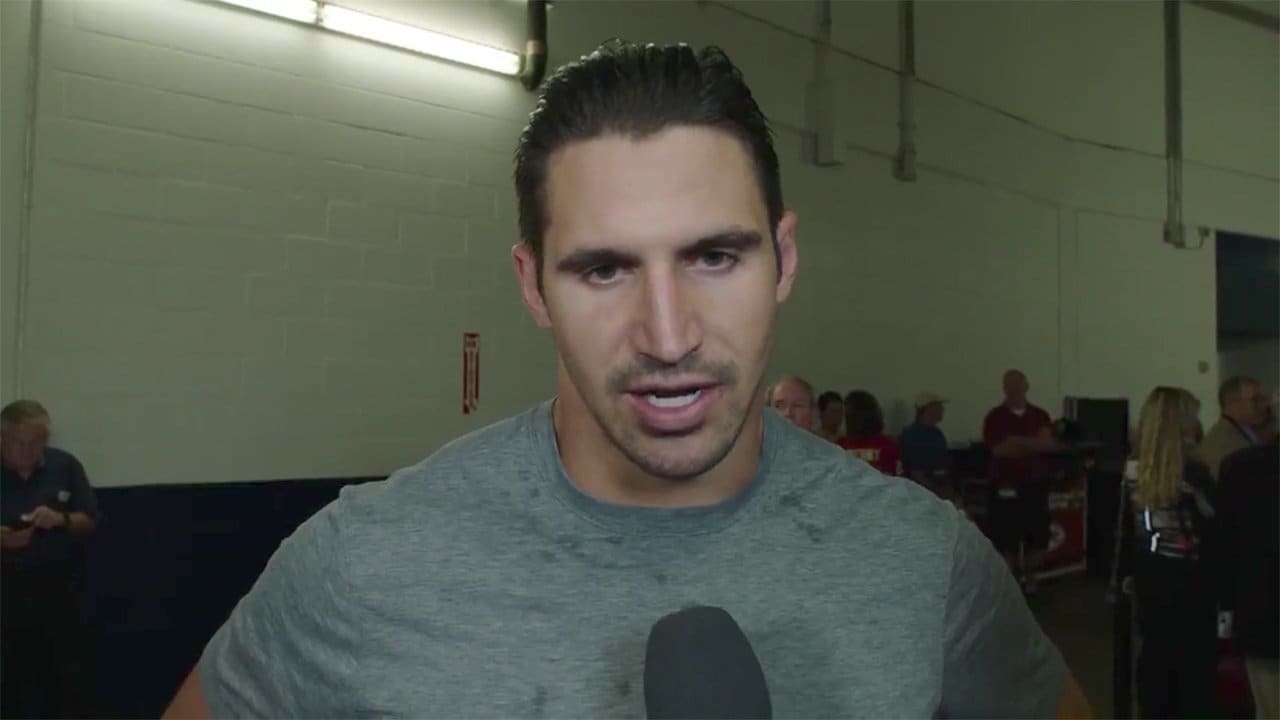 Mitch Holthus Speaks to Frank Zombo After the Victory