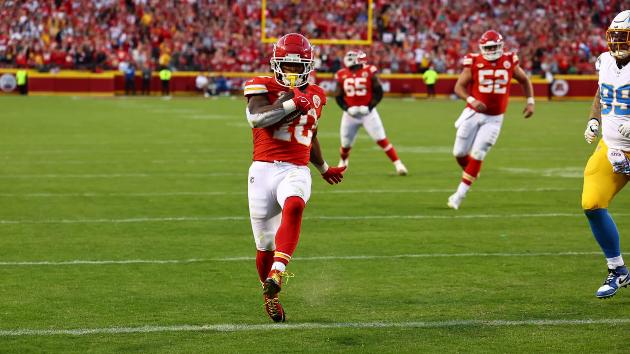 Kansas City Chiefs running back Isiah Pacheco scores an 8-yard touchdown