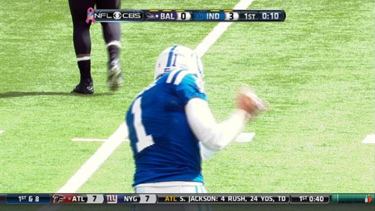 Indianapolis Colts punter Pat McAfee celebrates great punt