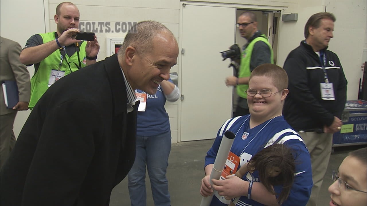 Coach Pagano with Riley Coin Toss Kids
