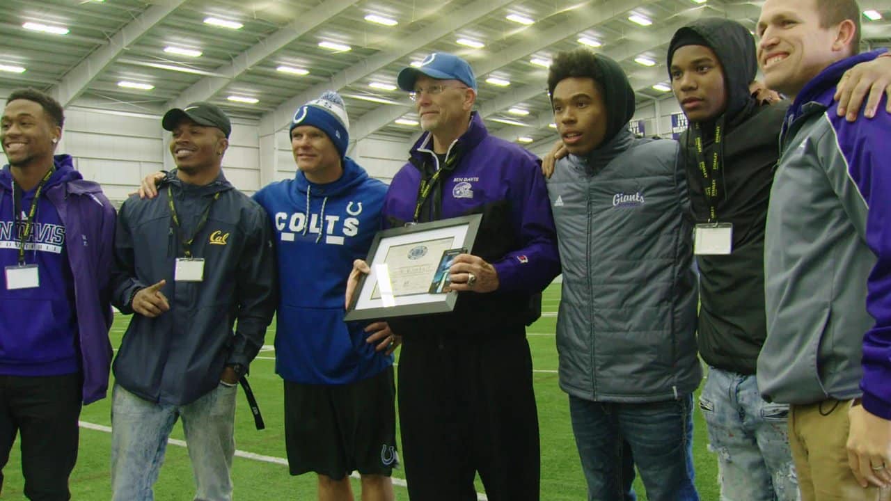 Chris Ballard Presents Ben Davis' Mike Kirschner With the Colts Coach ...