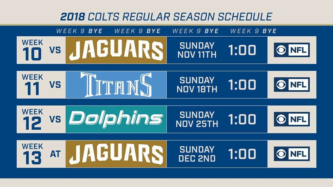 Colts Schedule Release: Weeks 10-13
