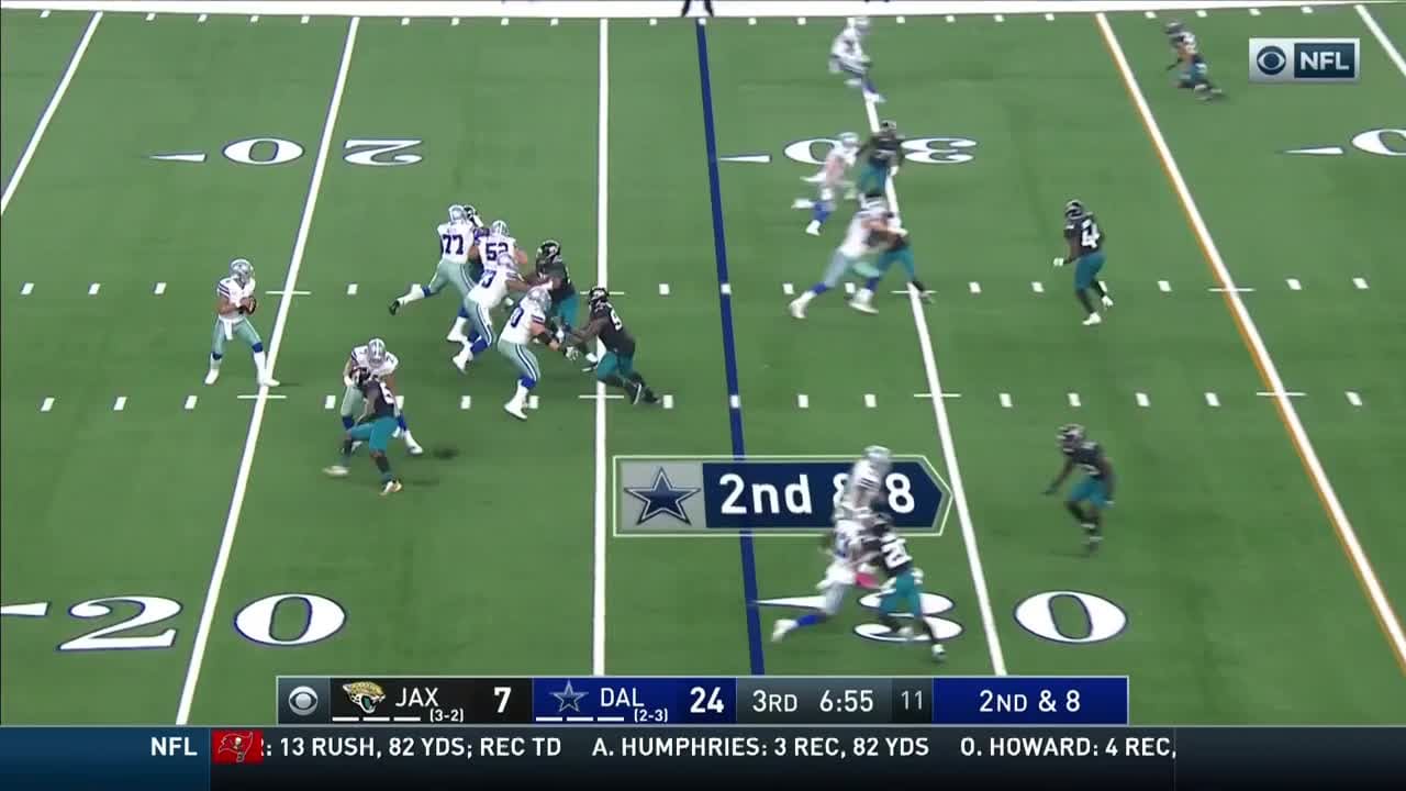 Dak Runs For 28 Yards After Getting Spun Around In Backfield