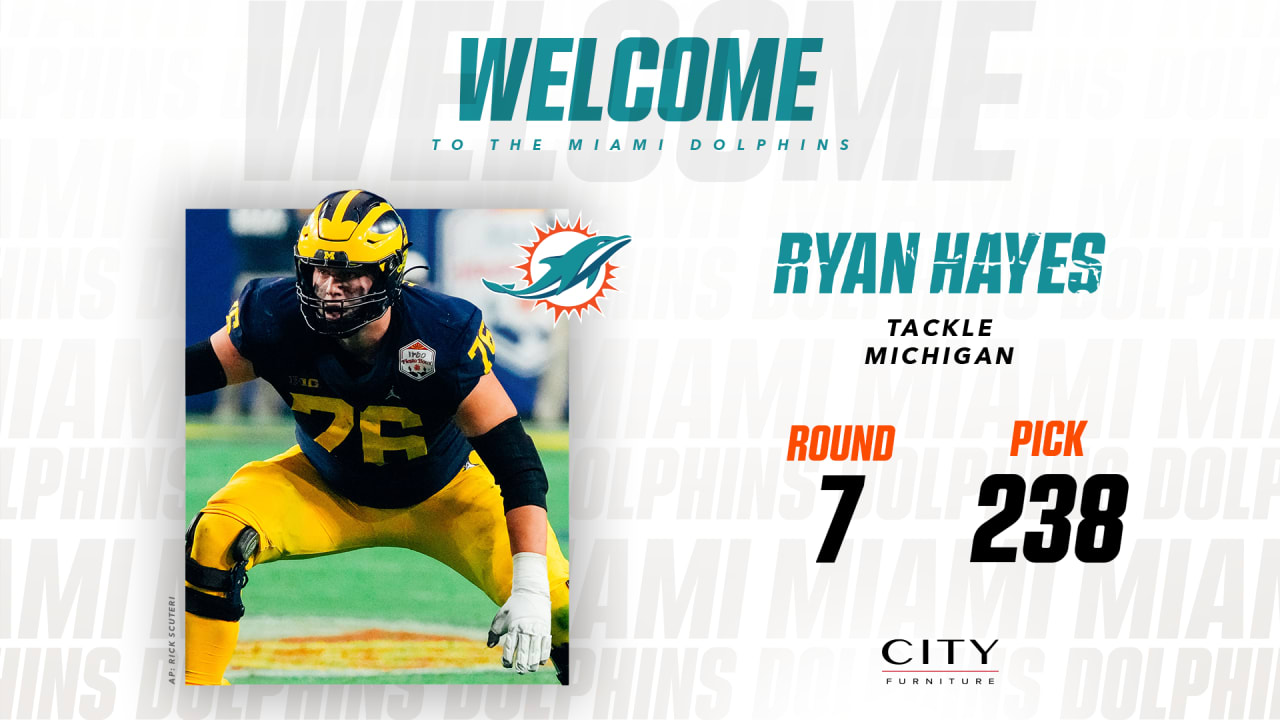 Miami Dolphins select Ryan Hayes with No. 238 pick in 2023 draft