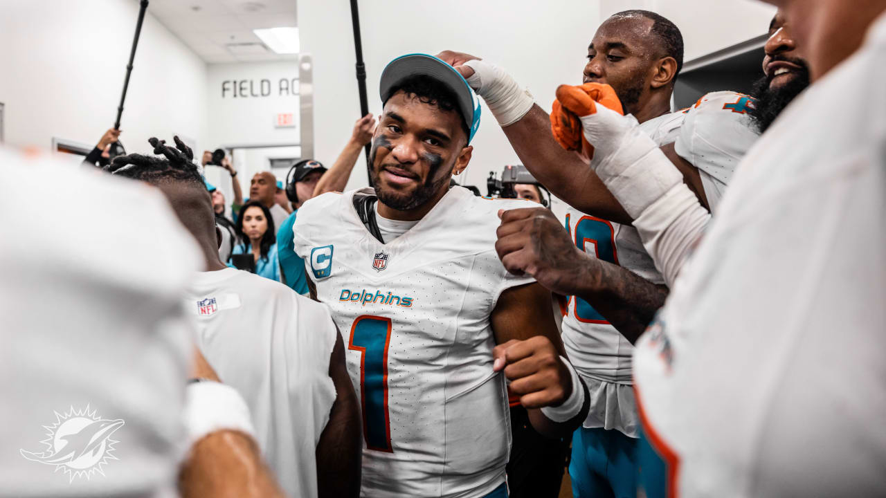 Dolphins at Chargers: Locker Room Celebration