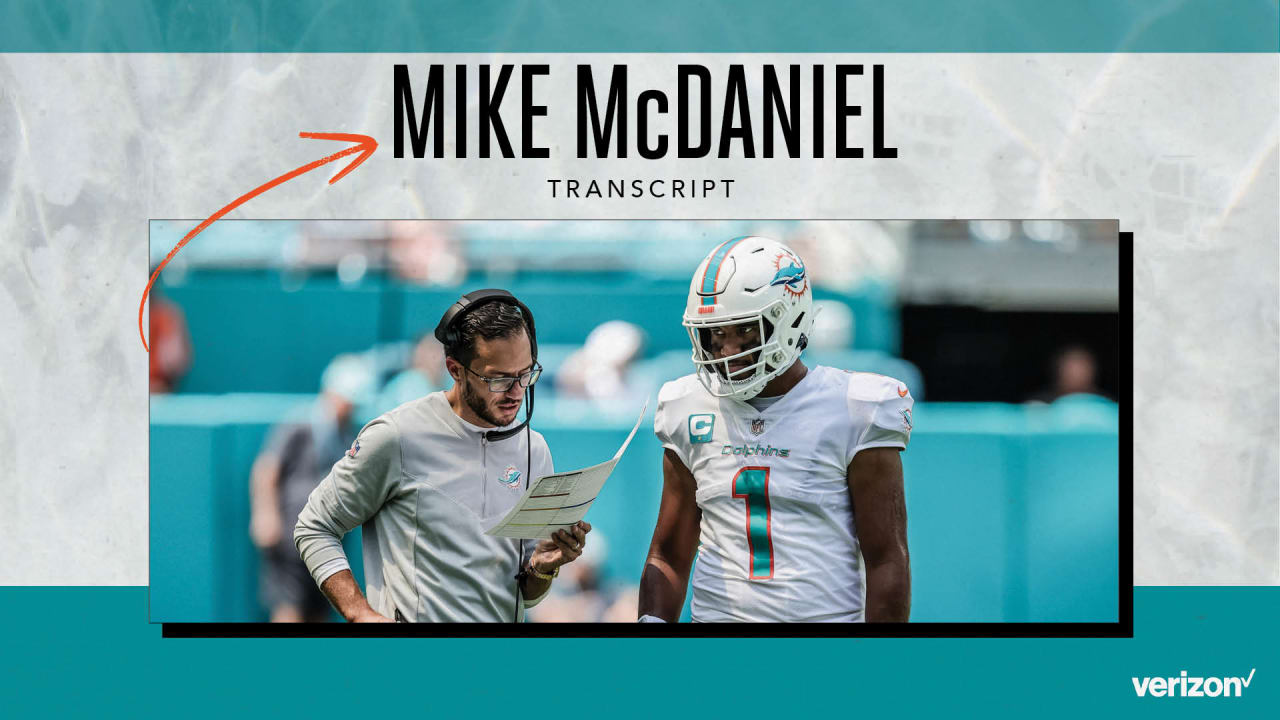 Transcript | Mike McDaniel's Media Availability - November 2