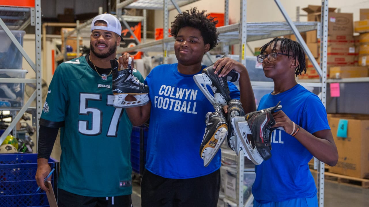 Eagles participate in Leveling the Playing Field equipment donation event